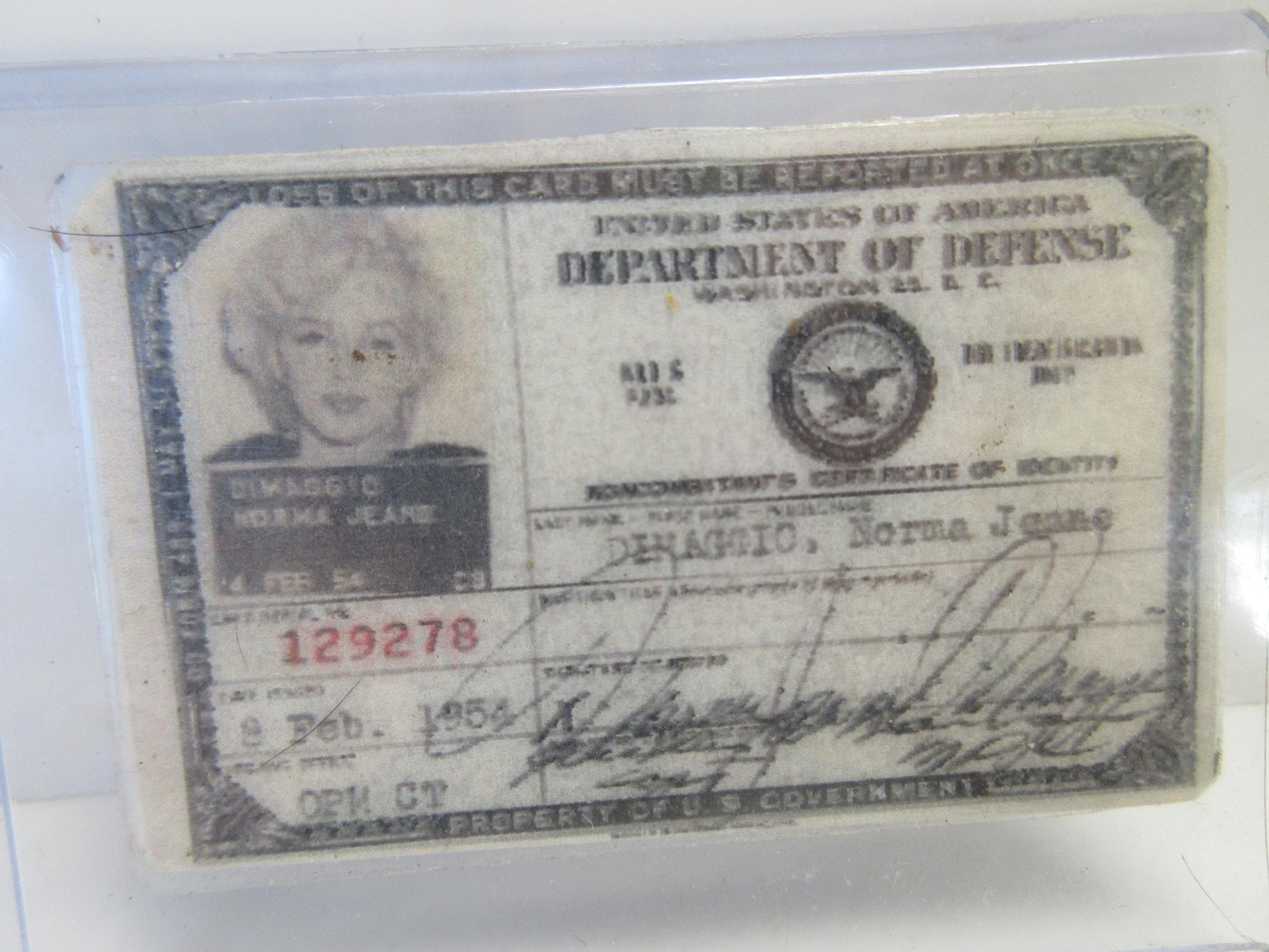 Albrecht Auctions | Marilyn Monroe USO Card Copy, Issued in 1954 When ...