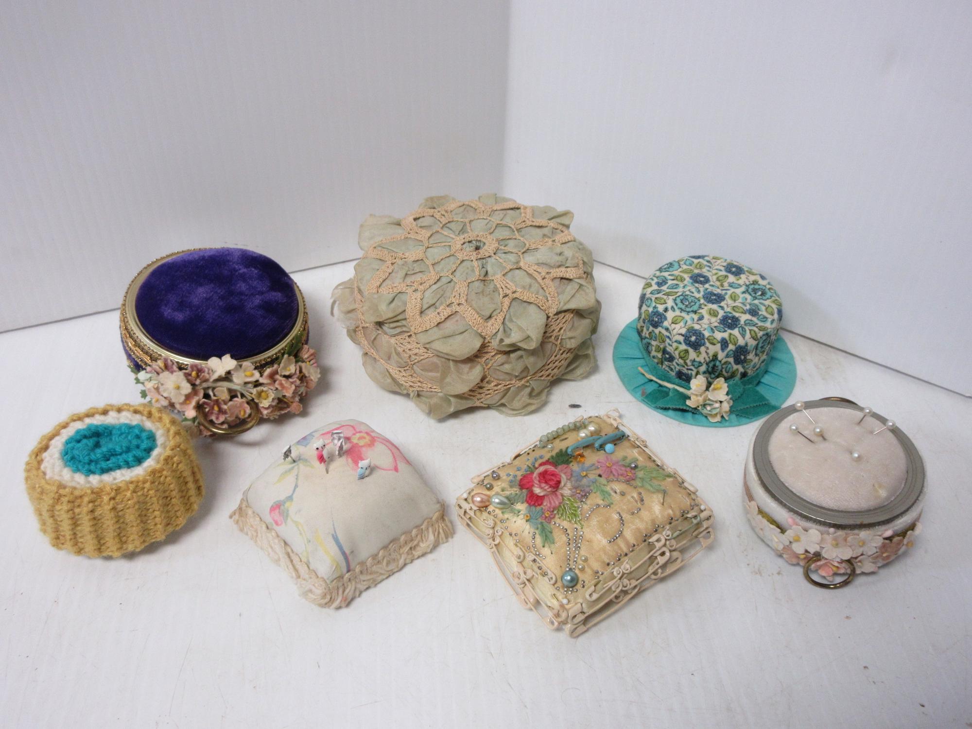 Albrecht Auctions | (7) Antique Pin Cushions and (5) Small Owl Pins