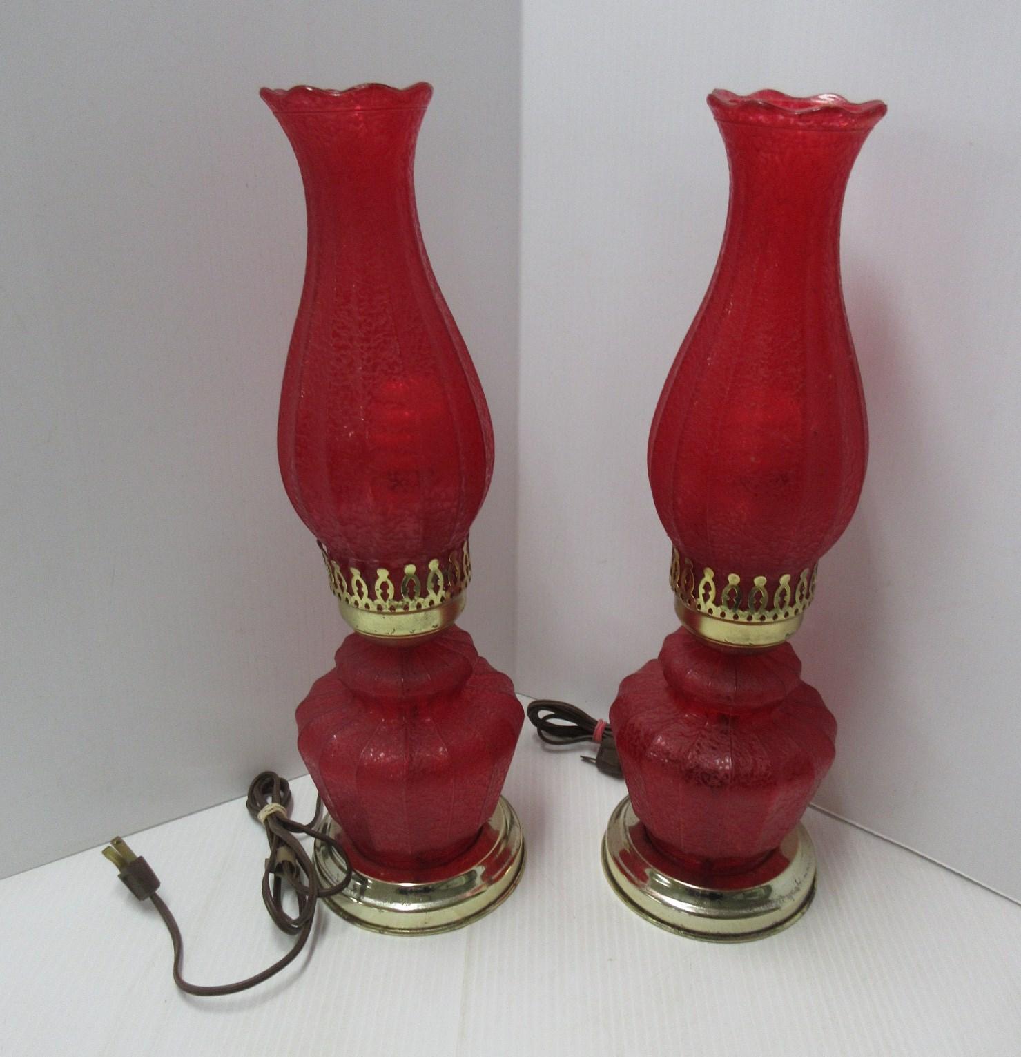 Albrecht Auctions | Pair of 1960s Electric Ruby Red Oil Lamps with ...