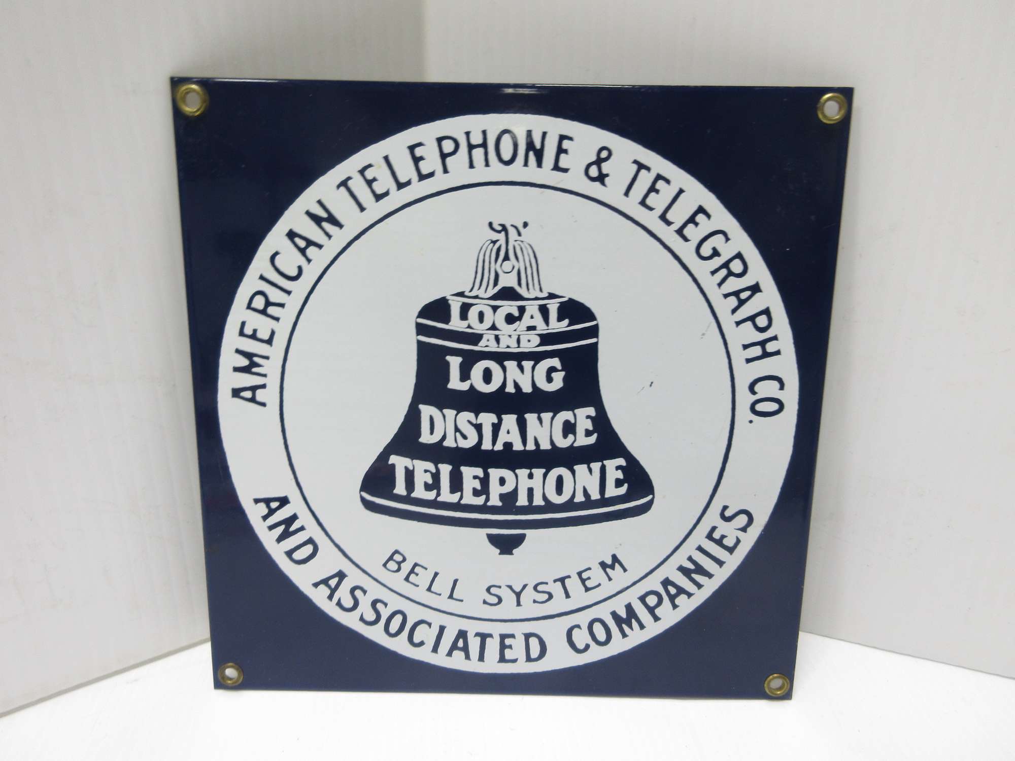 Albrecht Auctions | Bell System Telephone Sign, Heavy Porcelain Brass ...