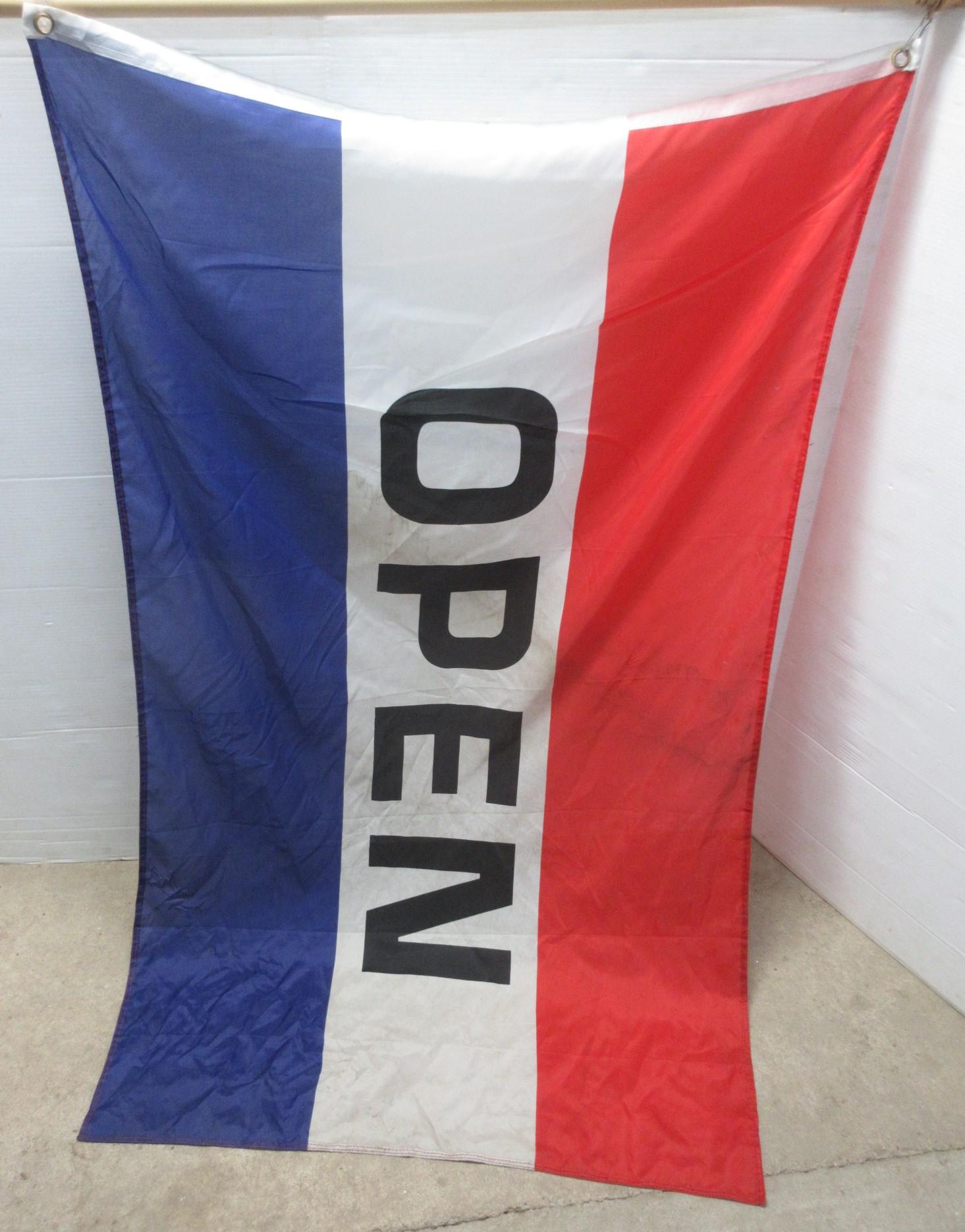 Albrecht Auctions | "Open" Flag and Pole