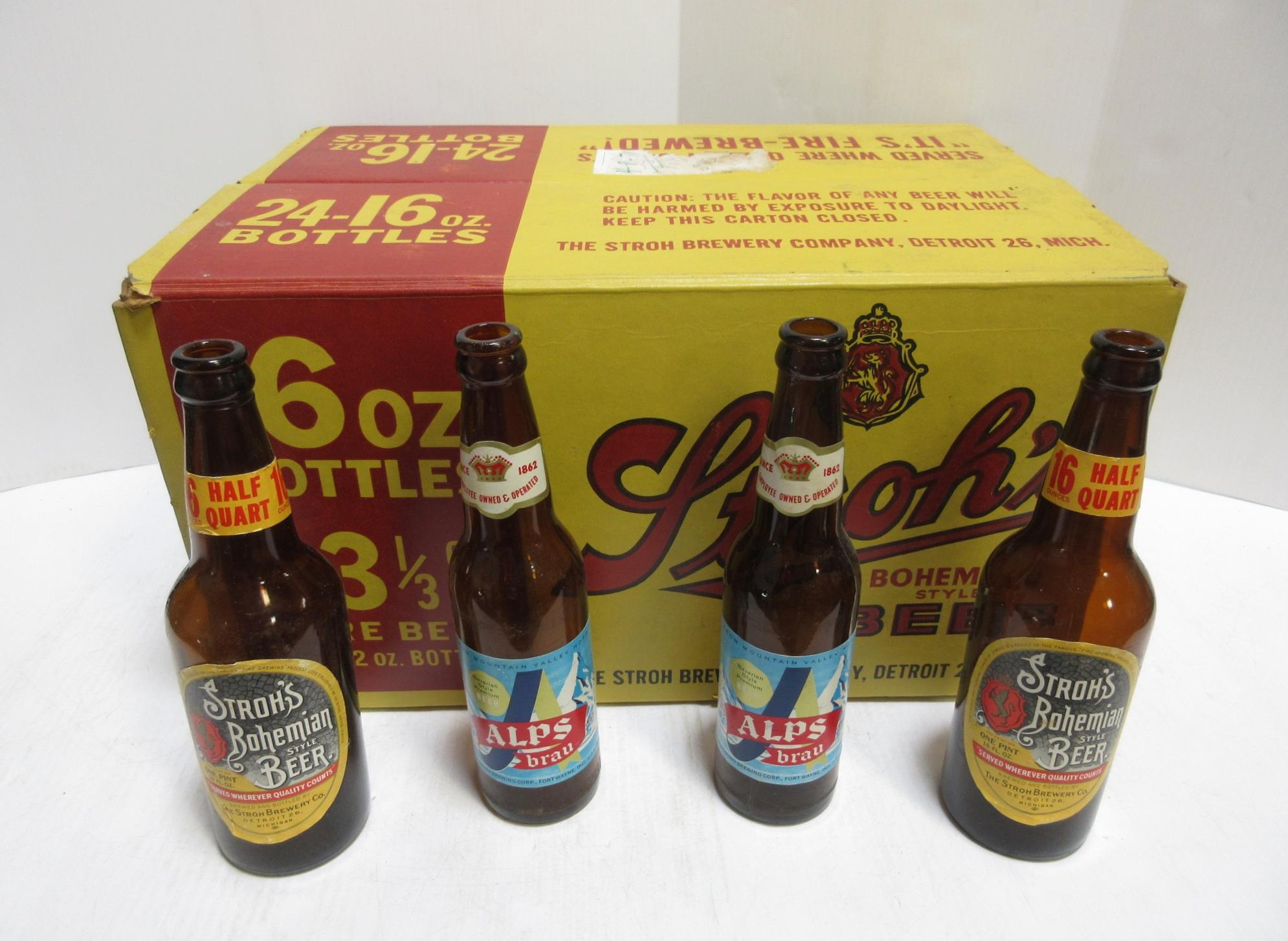 Albrecht Auctions | Older Stroh's Beer Case with (19) 16 oz. Bottles ...