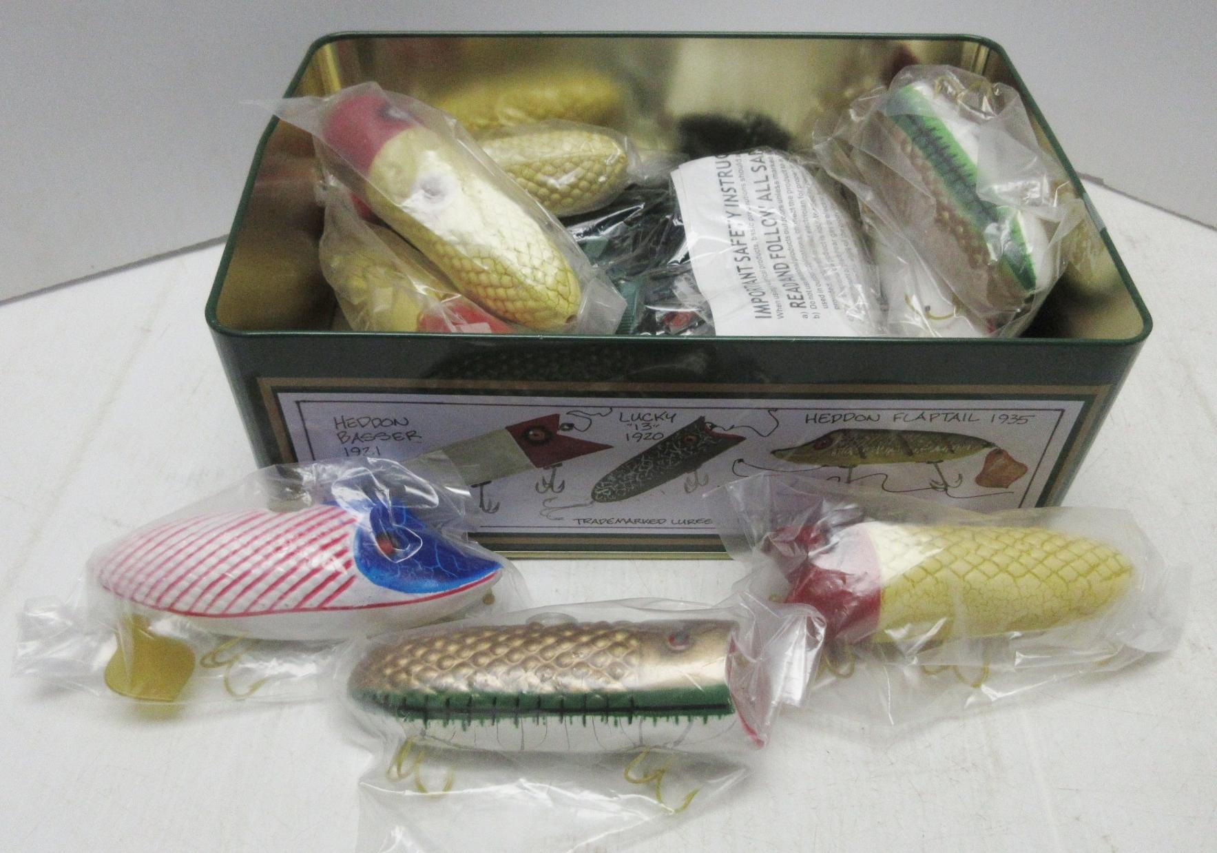 Albrecht Auctions | Plastic Fish Lures in a Tin