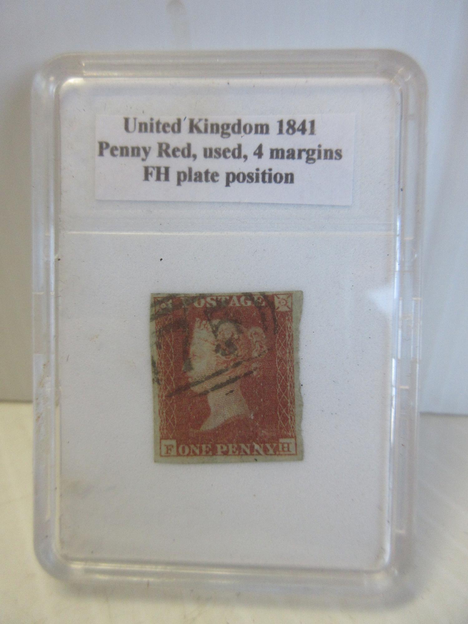 Albrecht Auctions | United Kingdom 1841 Penny Red Postage Stamp, Four ...