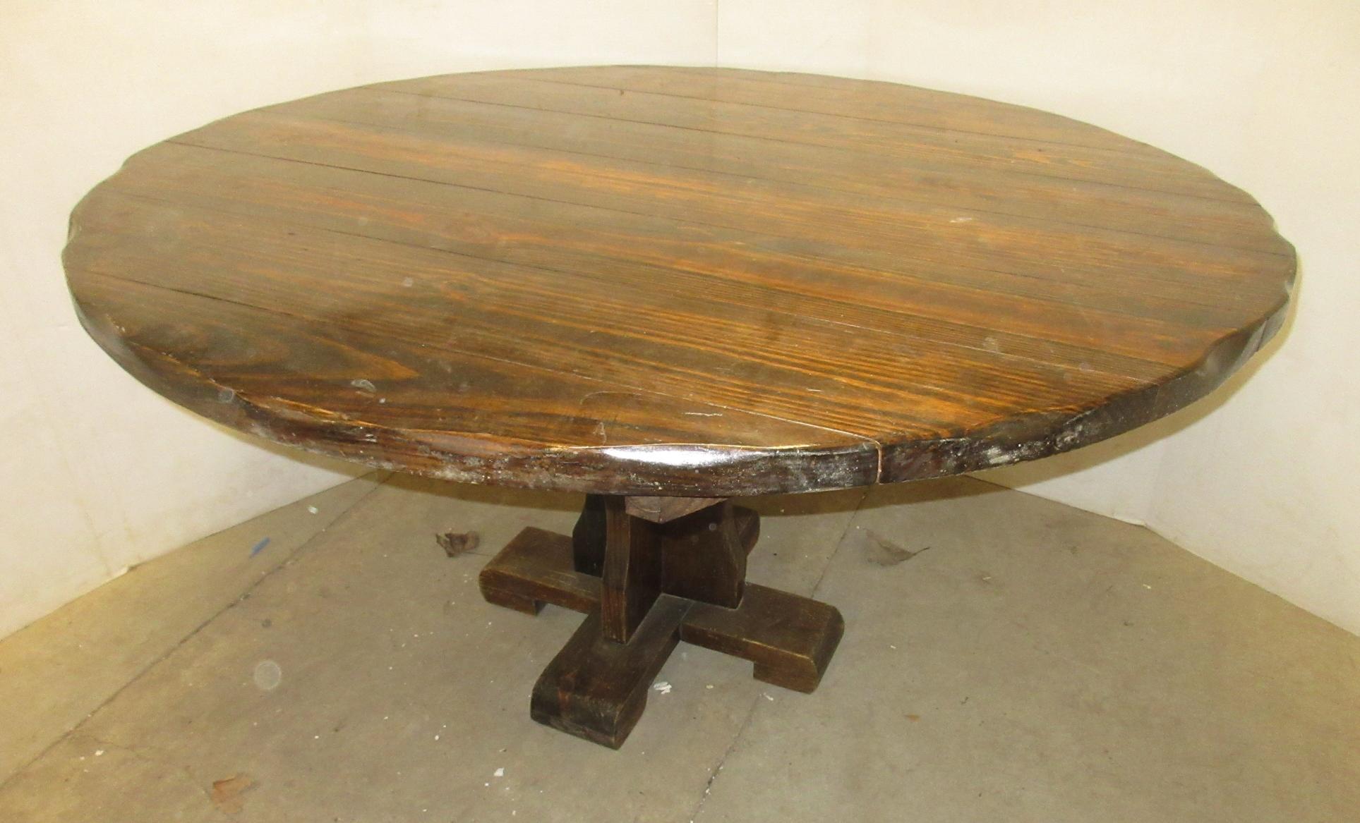Albrecht Auctions | Solid Wood Plank Round Table
