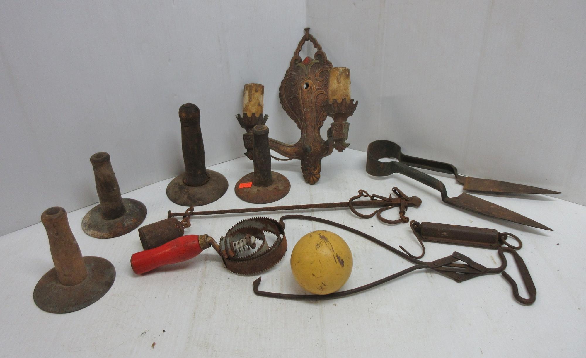 Albrecht Auctions | (4) Hog Scrapers, Ball, (2) Scales, Curry Comb ...
