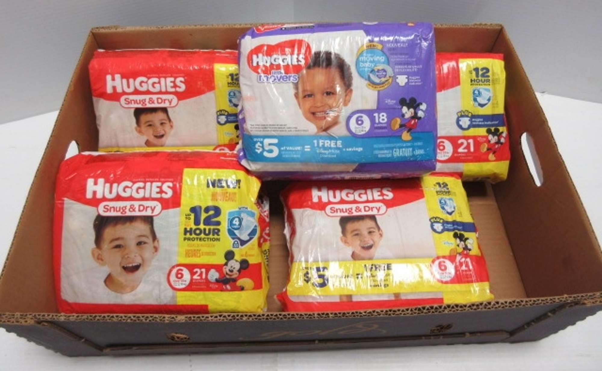 Albrecht Auctions | (5) Packages of Diapers, Size 6, 35 lbs, Include: 4 ...