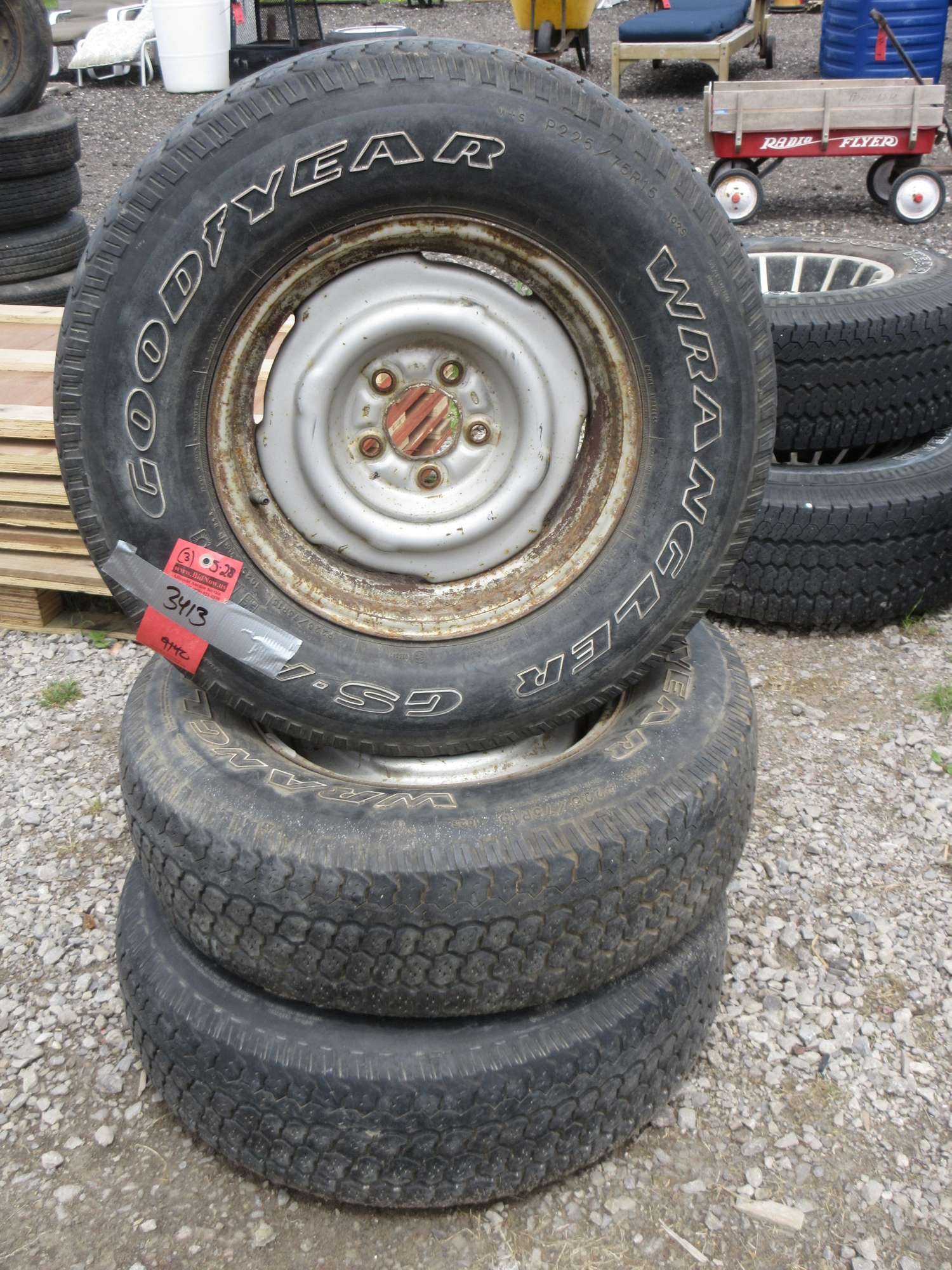 Albrecht Auctions | (3) 15" Five-Hole Steel Ford Rims with 4 1/2" Spacing