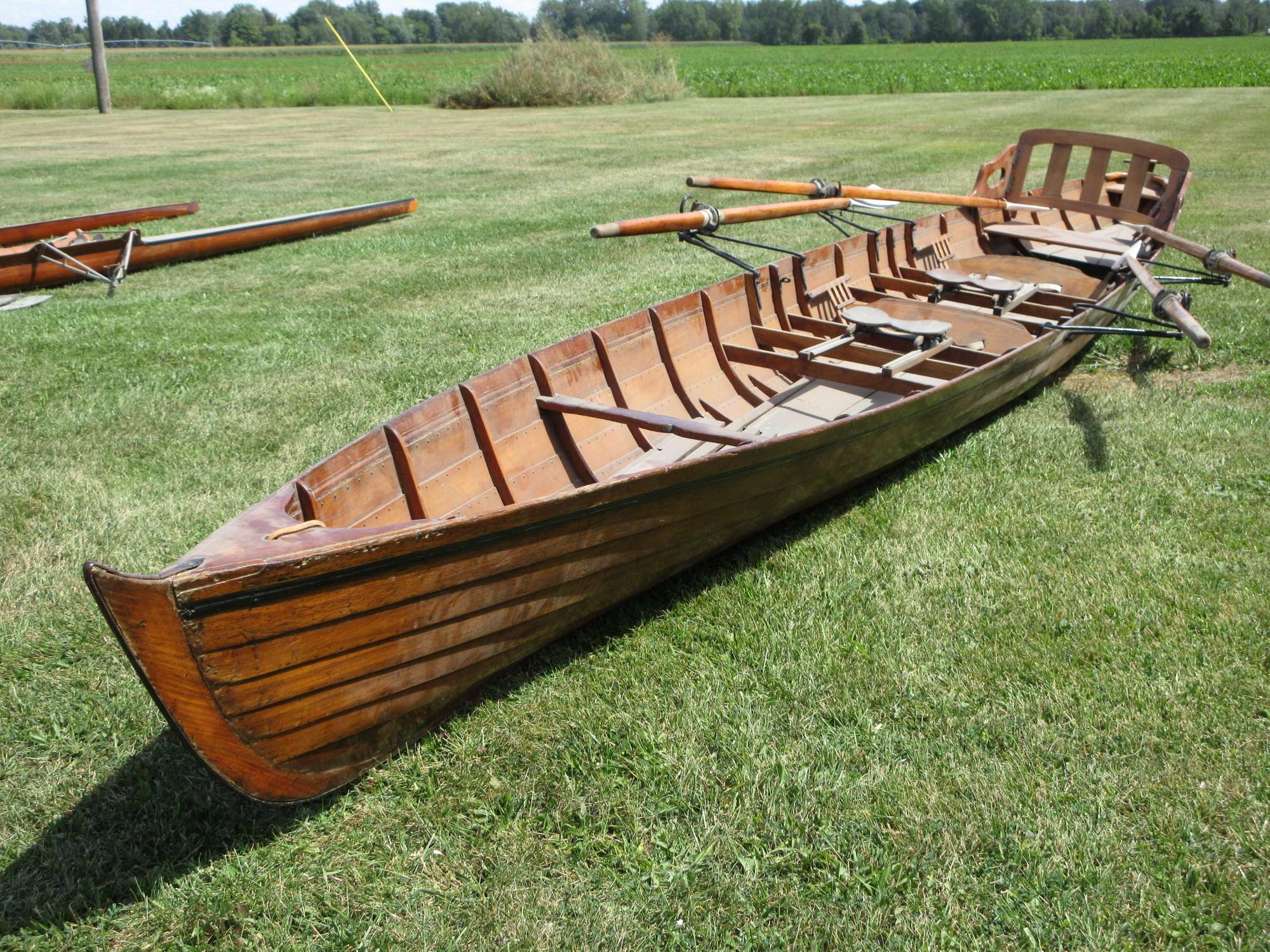 Albrecht Auctions | Antique 28' Two-Man Rowing Boat with Articulated Rowing Seats and Original ...