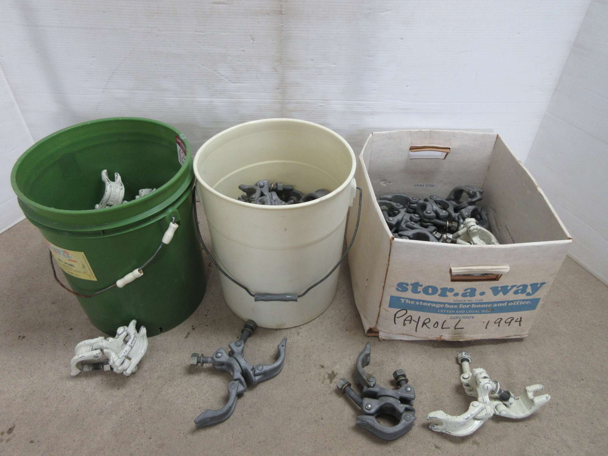 Albrecht Auctions | (2) Buckets and a Box of Pipe Fasteners