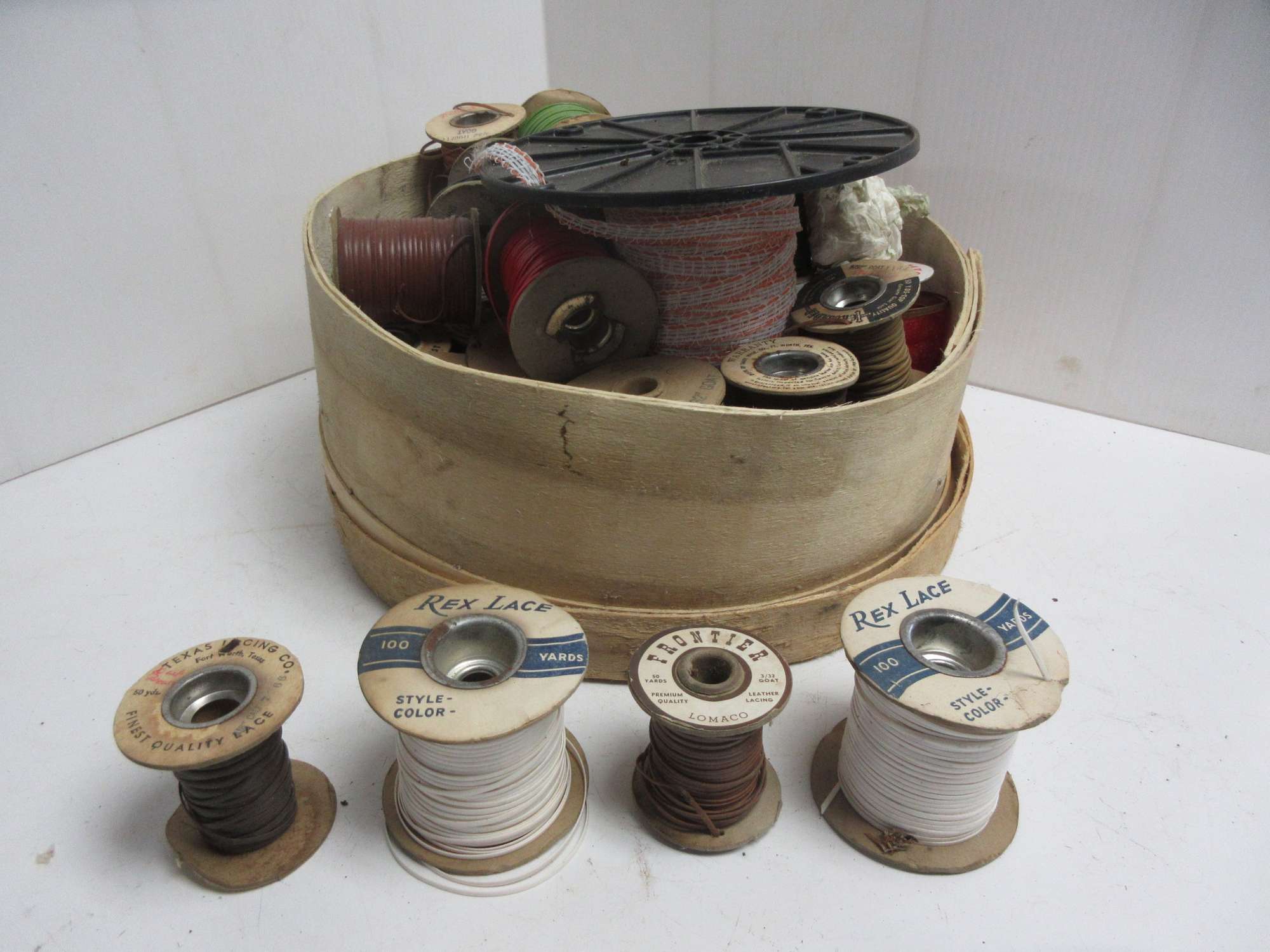 Albrecht Auctions | Wooden Cheese Container with Rolls of Super ...