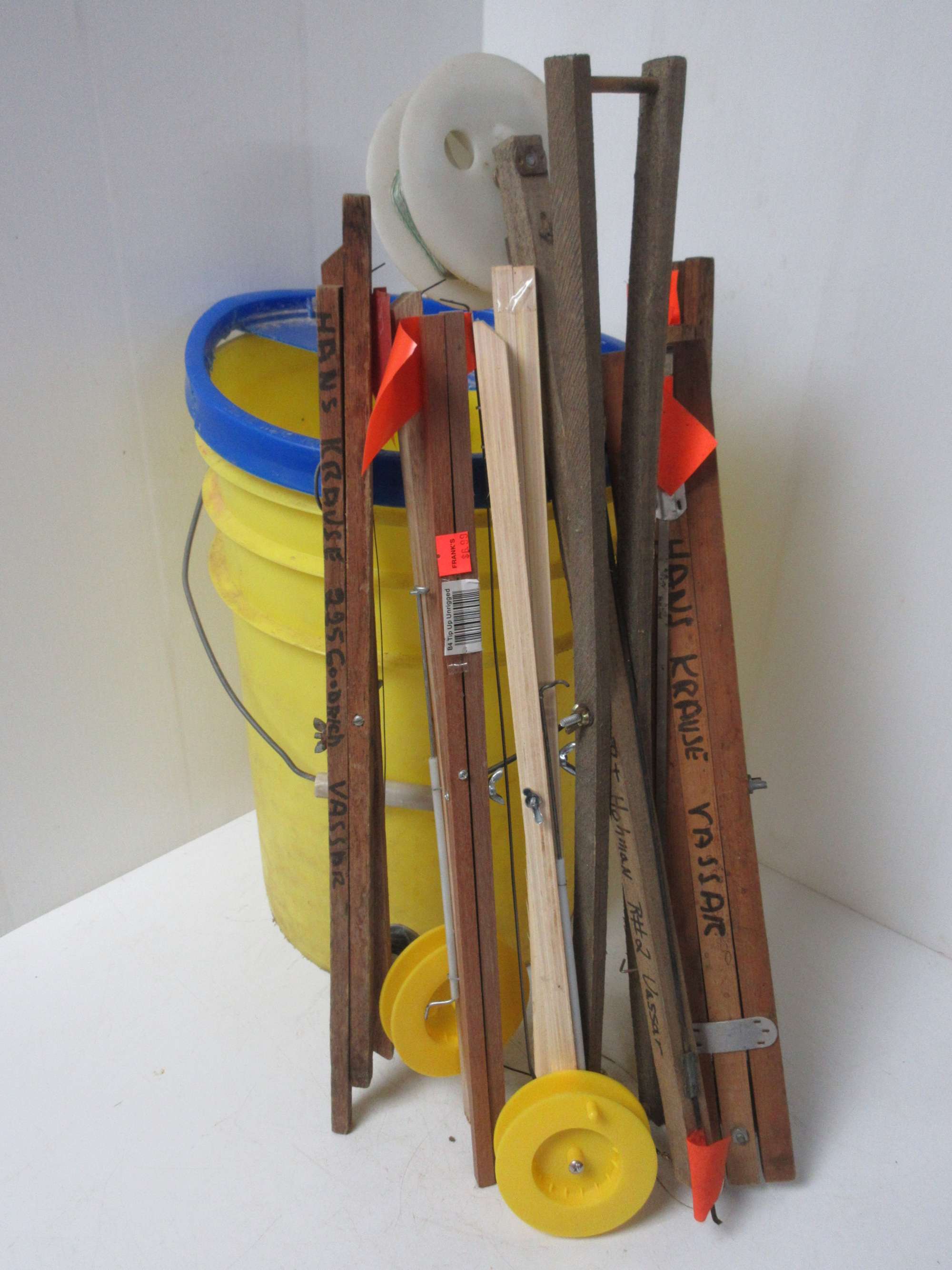 Albrecht Auctions | Ice Fishing Tip Ups, Wood with Line and Flags; Ice ...