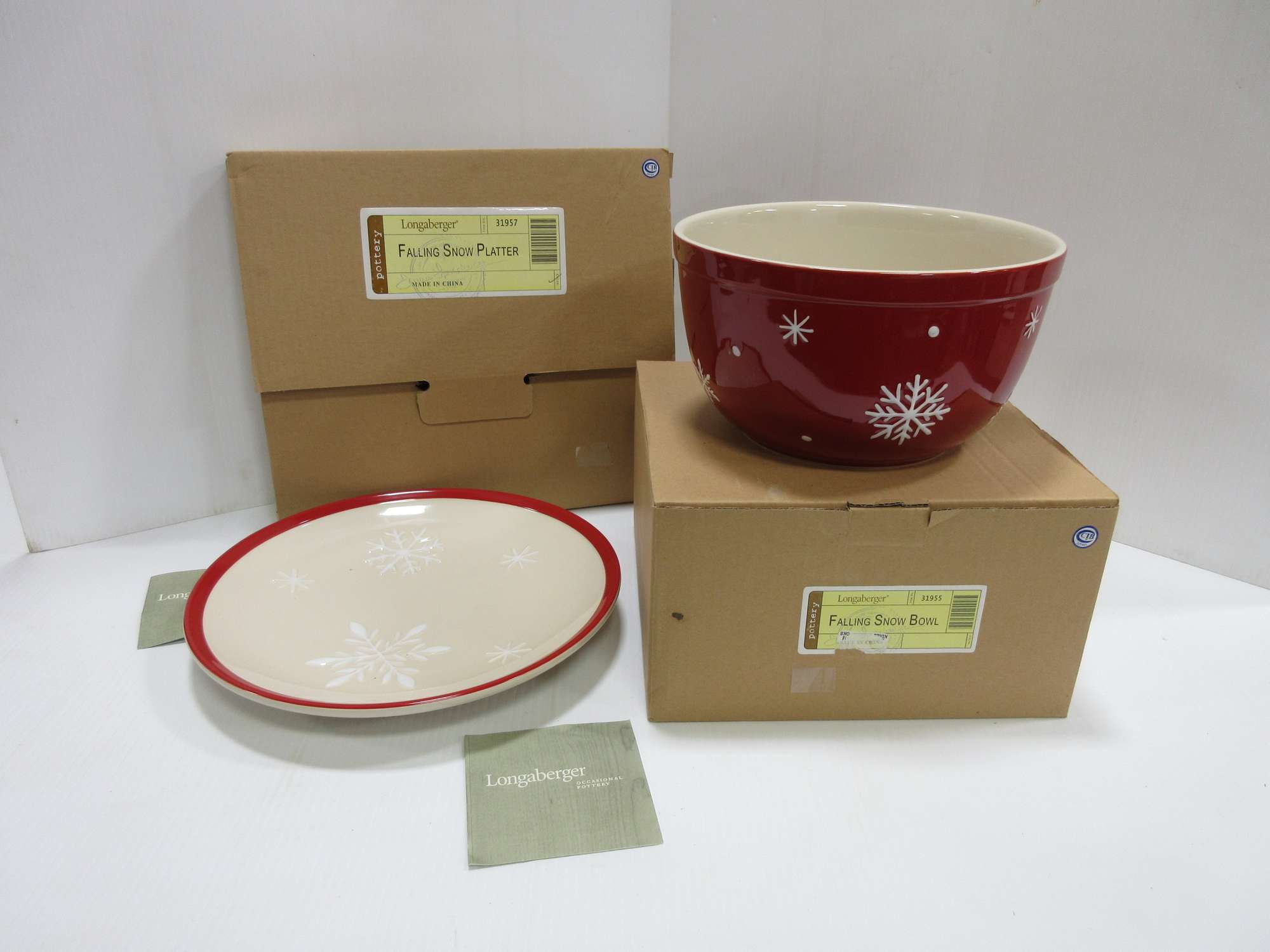Albrecht Auctions | (2) Longaberger Falling Snow Pieces: 1- Falling ...