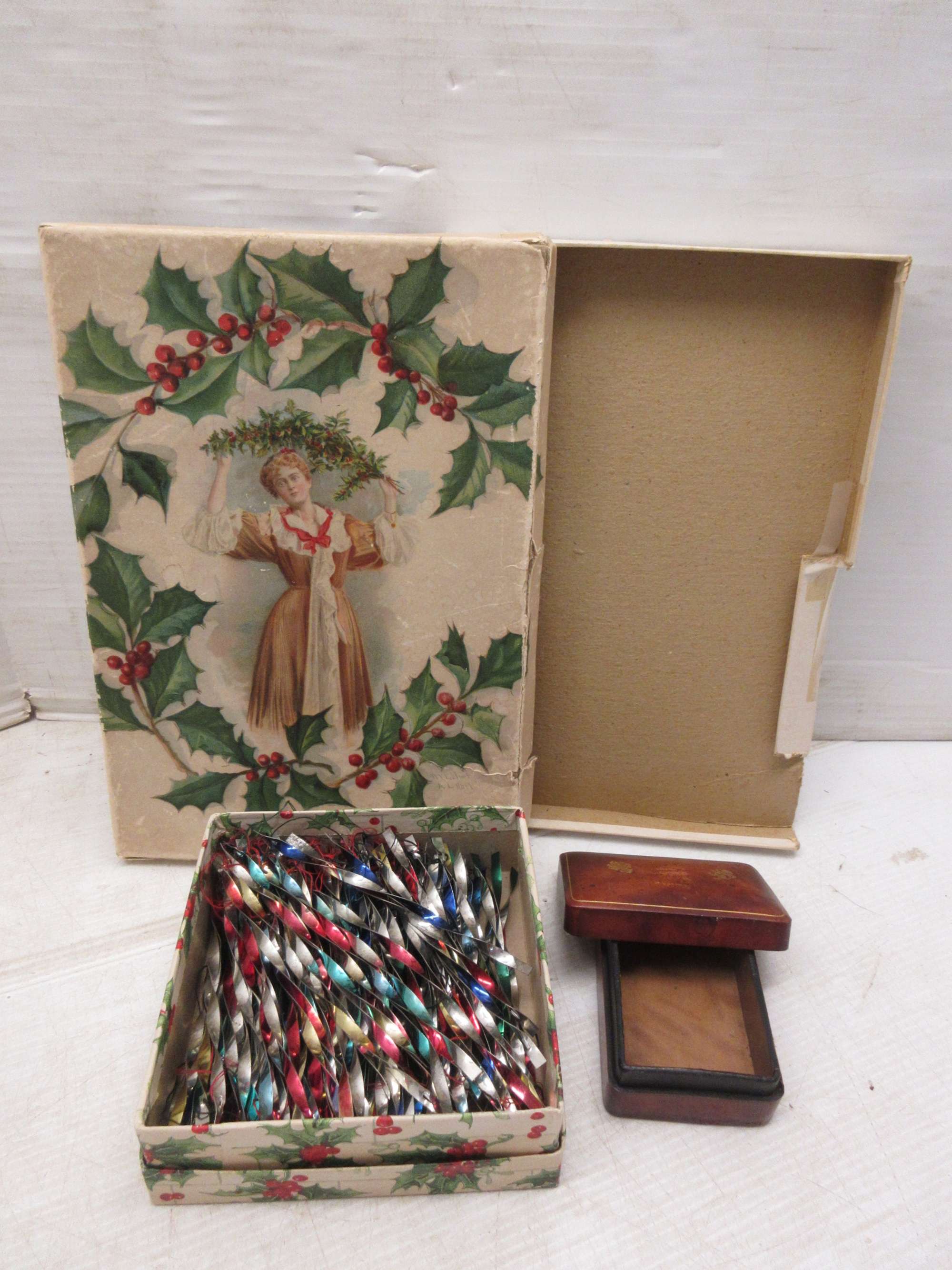 Albrecht Auctions | (2) Older Christmas Boxes: 1- Filled with Older ...
