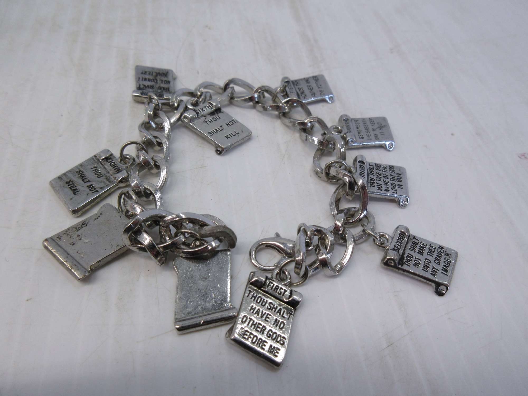 Albrecht Auctions | Large Silver 10 Commandments Bracelet