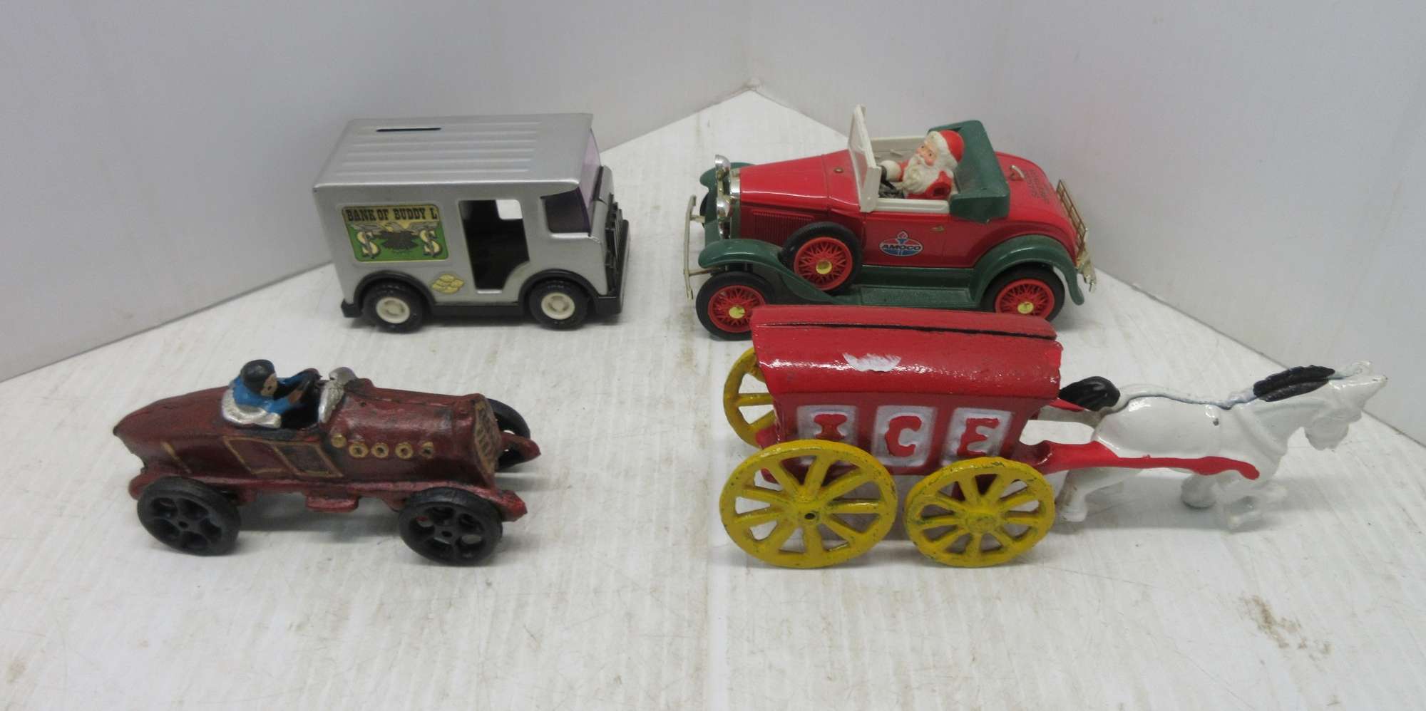 Albrecht Auctions | (4) Model Cars: 2- Cast Iron and 2- Bank Cars