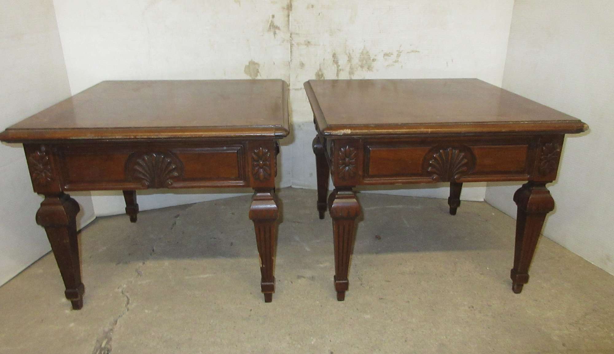 Albrecht Auctions | (2) Antique Hand Carved Tables, Matching Pair
