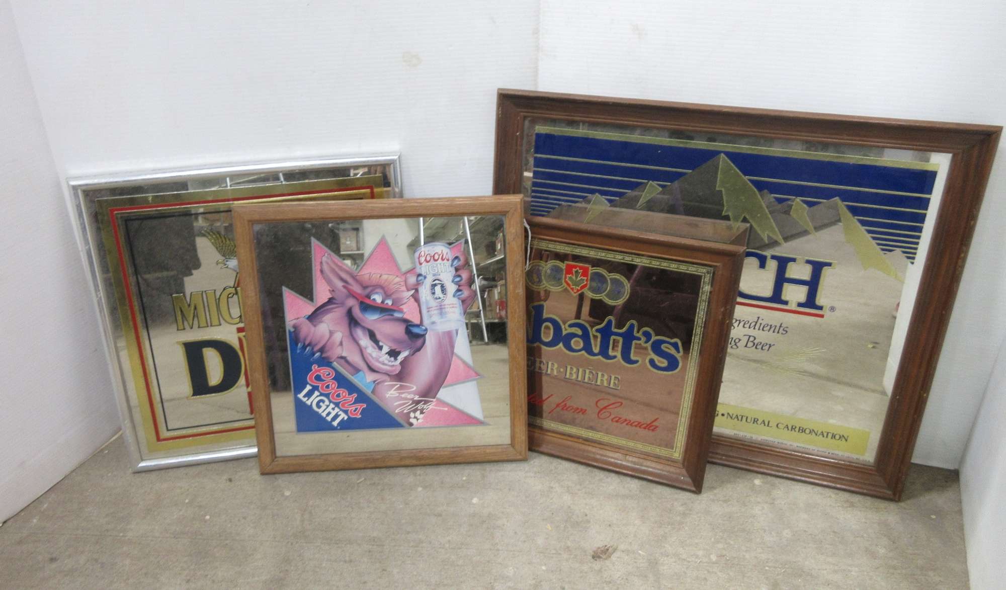 Albrecht Auctions | (4) Beer Mirror Signs: Busch, Labatt's, Coors Light ...