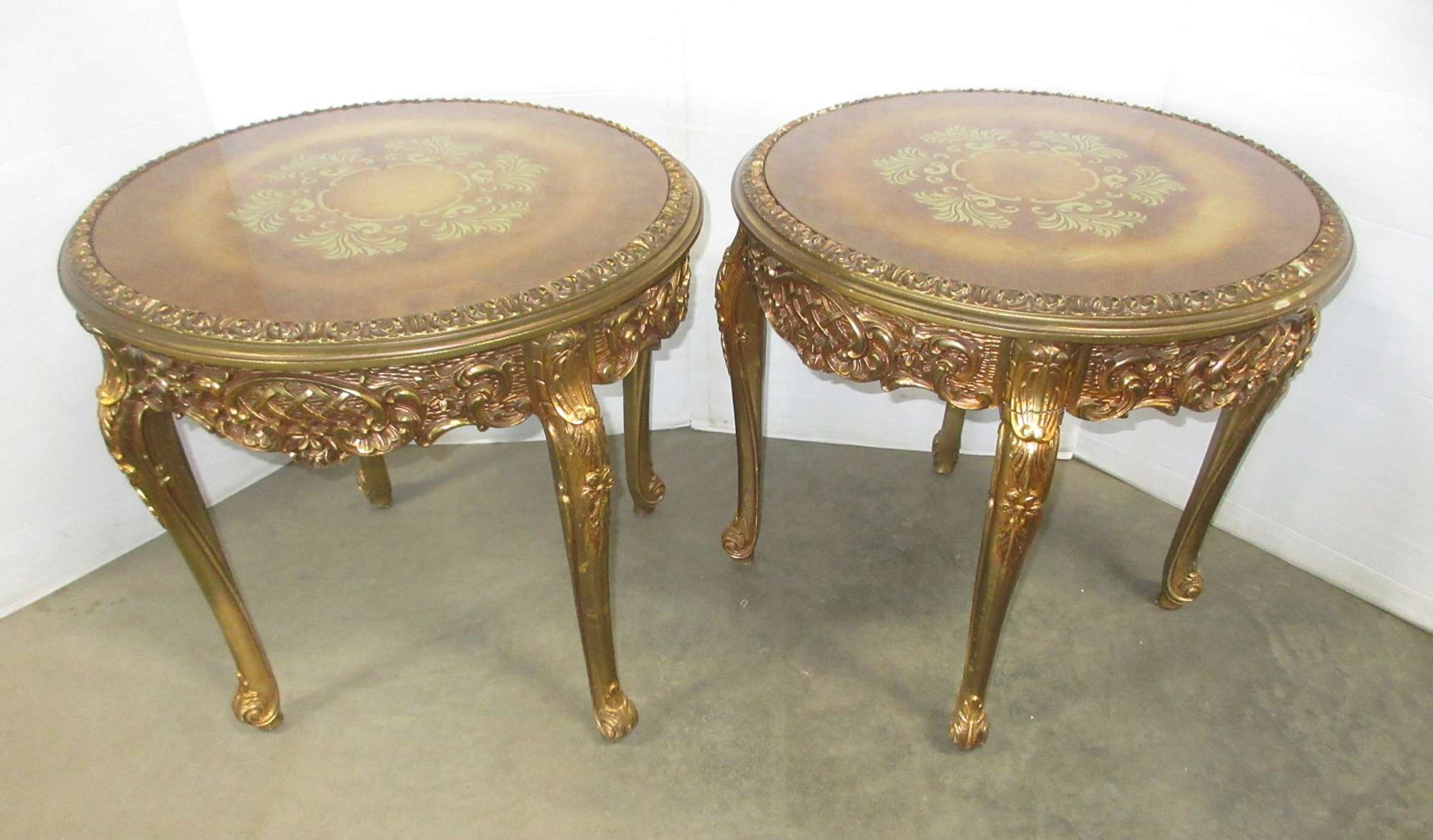 Albrecht Auctions | (2) Intricate Gold End Tables, Matches Lot No. 36