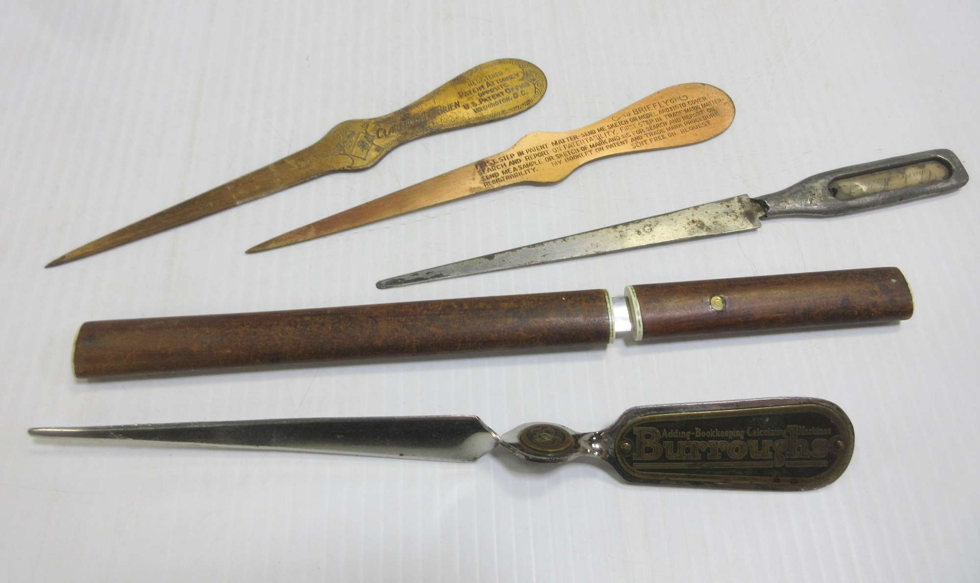 Albrecht Auctions | Old Letter Openers: Teakwood and Advertising
