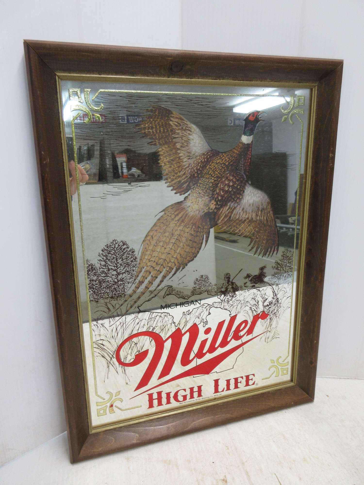Albrecht Auctions | Miller High Life Mirror, Michigan Edition, Pheasant ...