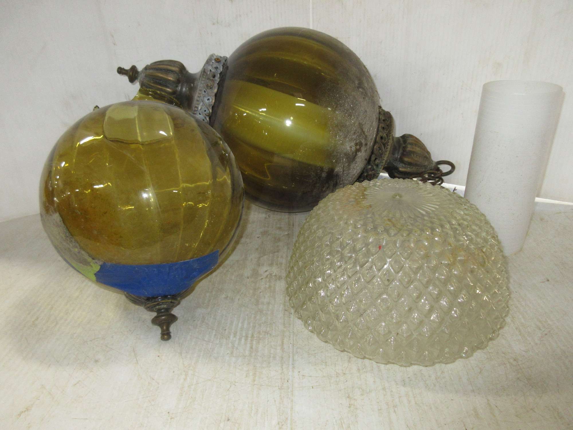 Albrecht Auctions | Light Shades, Include: (2) Green Glass, One Chipped ...
