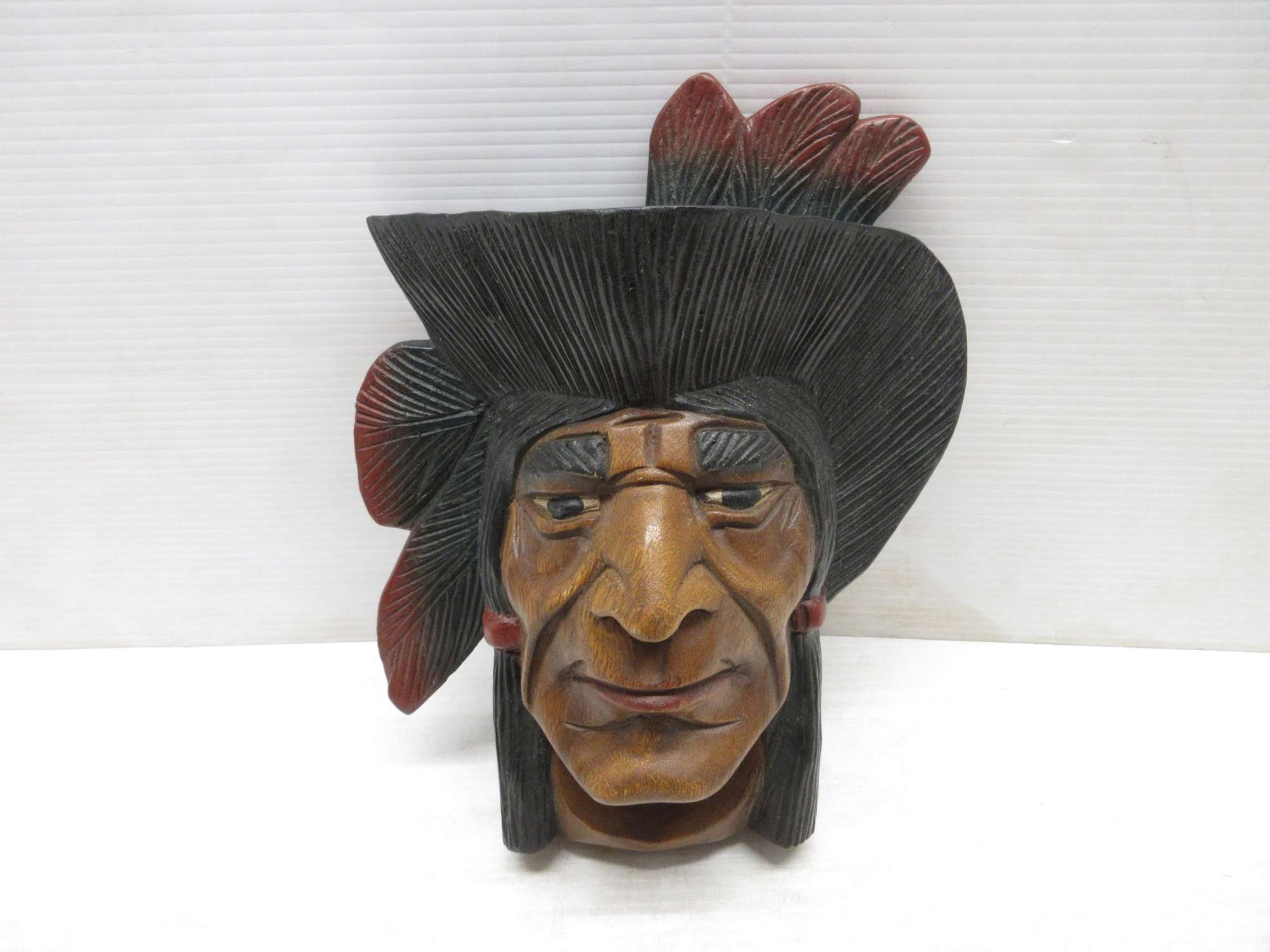 Albrecht Auctions | Wood Carved Indian Head, Wall Mount or Stationary