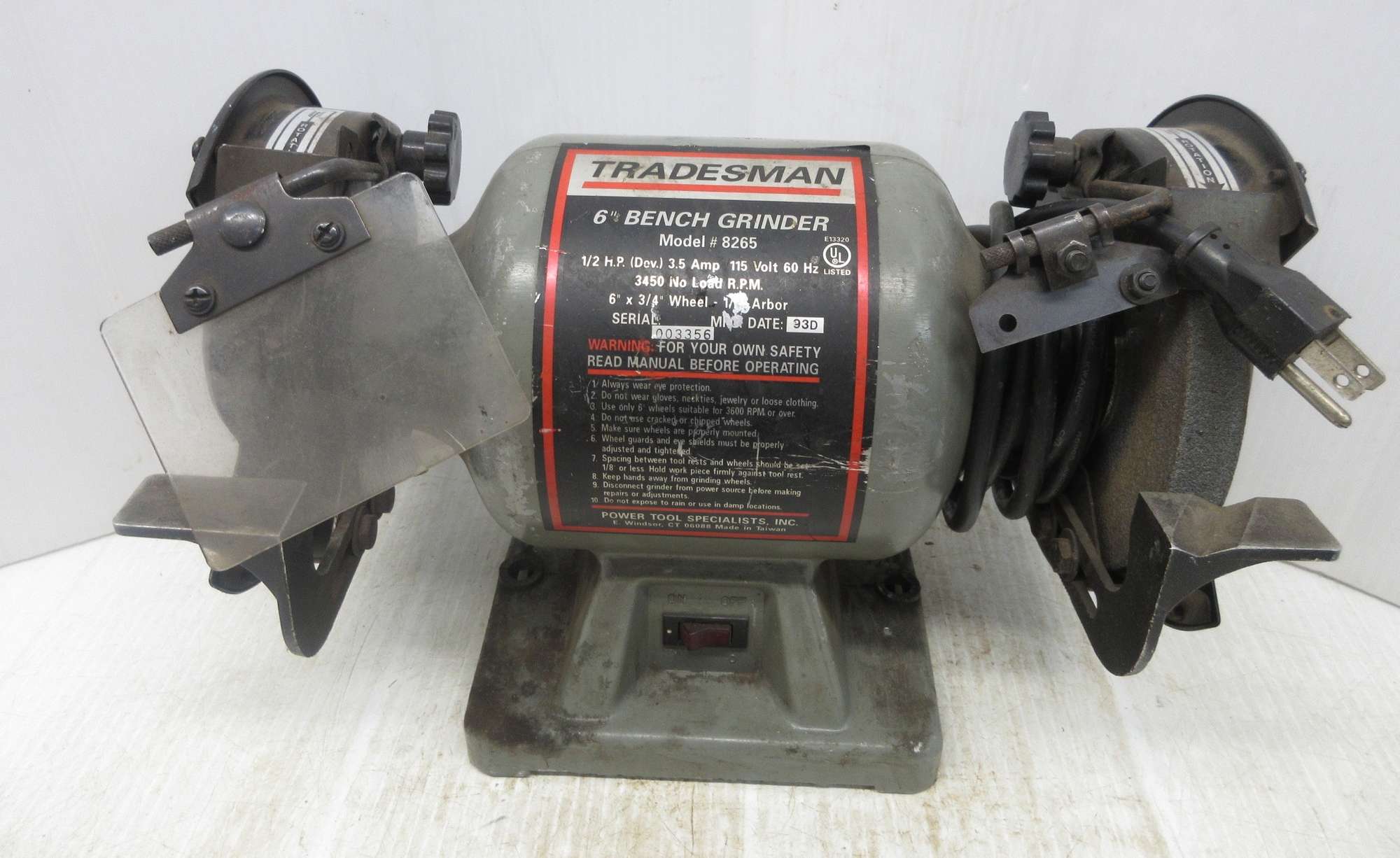 Albrecht Auctions | Tradesman 6” bench grinder 1/2HP, works great